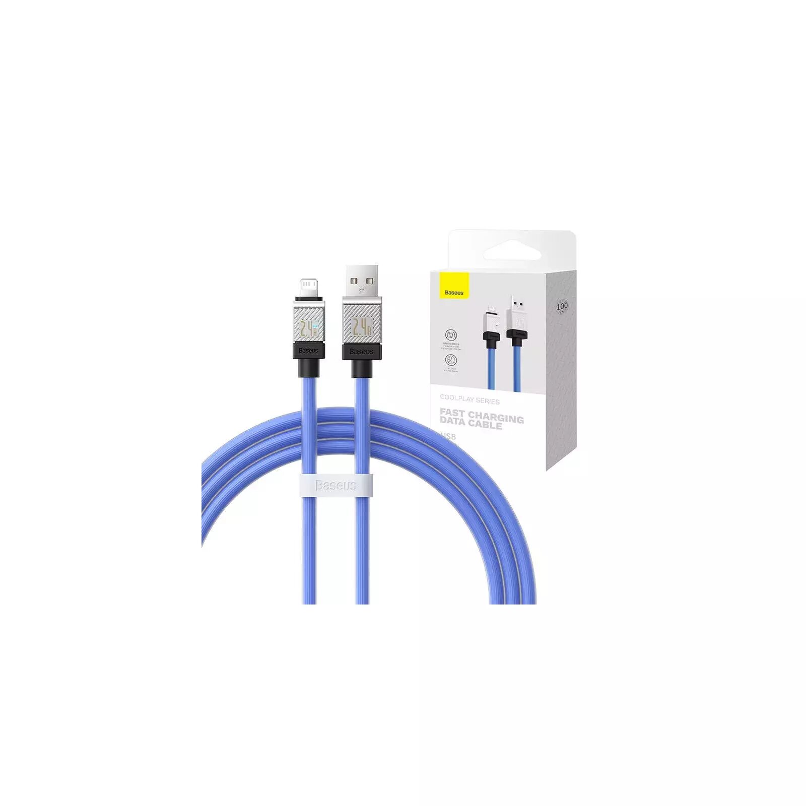 Кабель Baseus CoolPlay Fast Charging, USB-Lightning, 2.4 A, длина 1 м, голубой