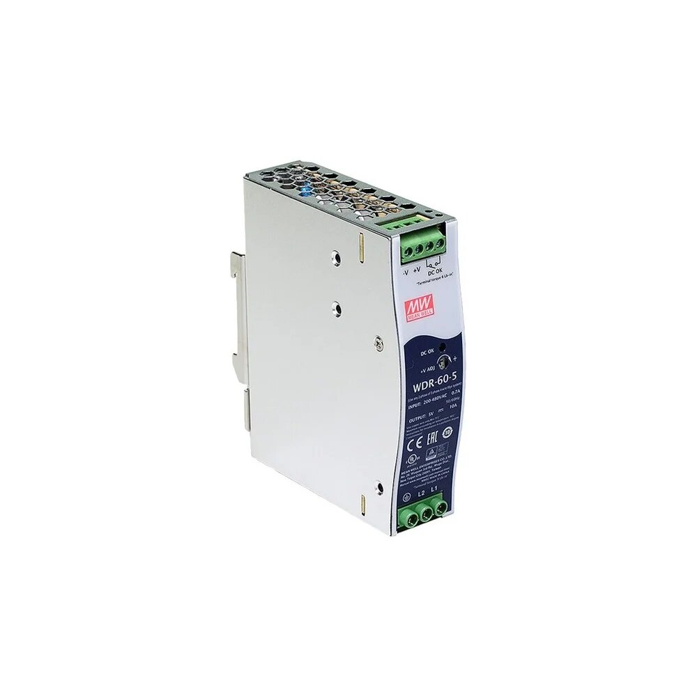 Блок питания Mean Well Wdr-60-5 ac-dc на DIN-рейку 50Вт, с защитой от короткого замыкания и перенапряжения