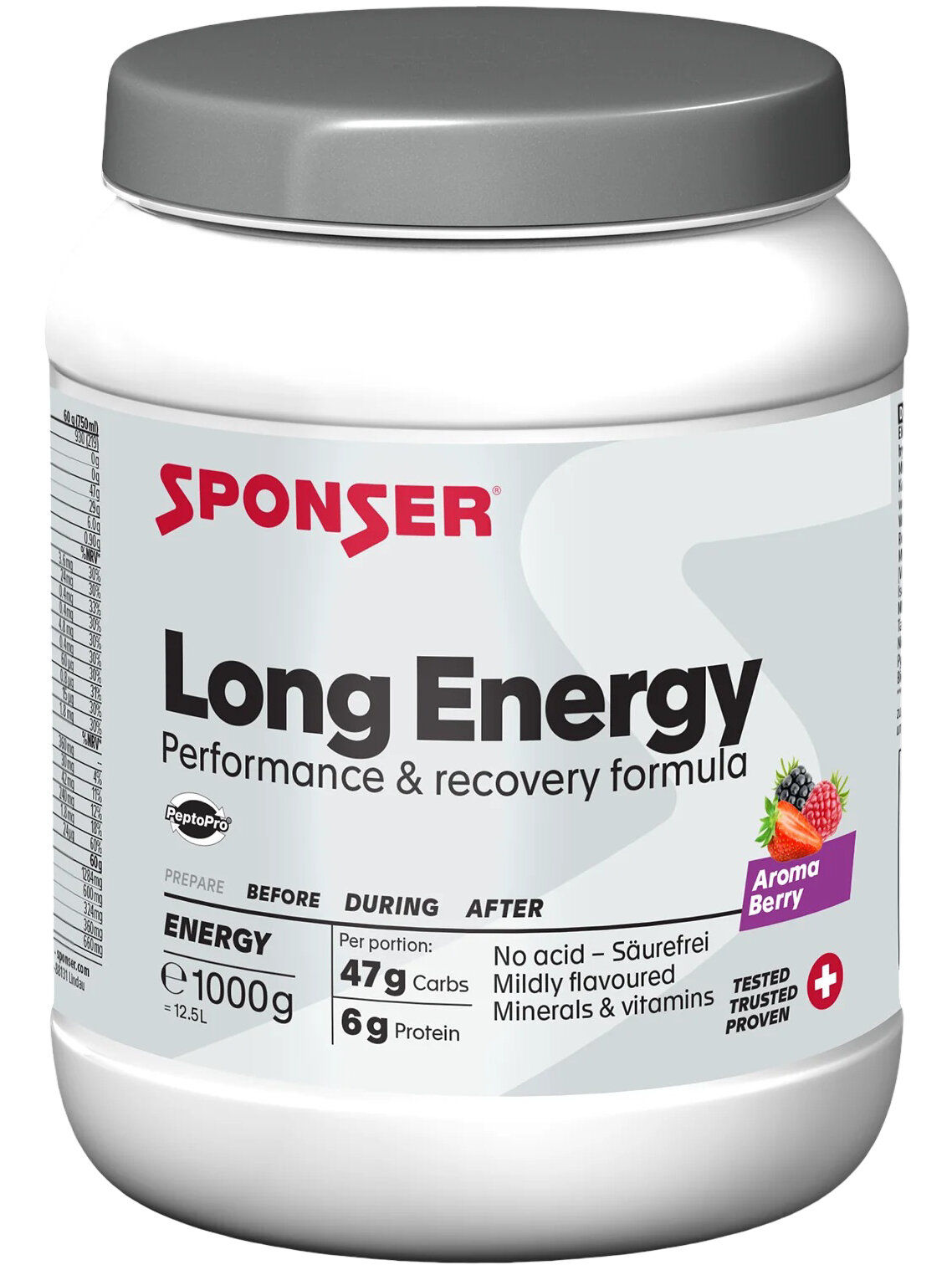 Изотоник SPONSER LONG ENERGY 10% + 3 x LIQUID ENERGY PLUS 70 г 1000 г, Ягодный