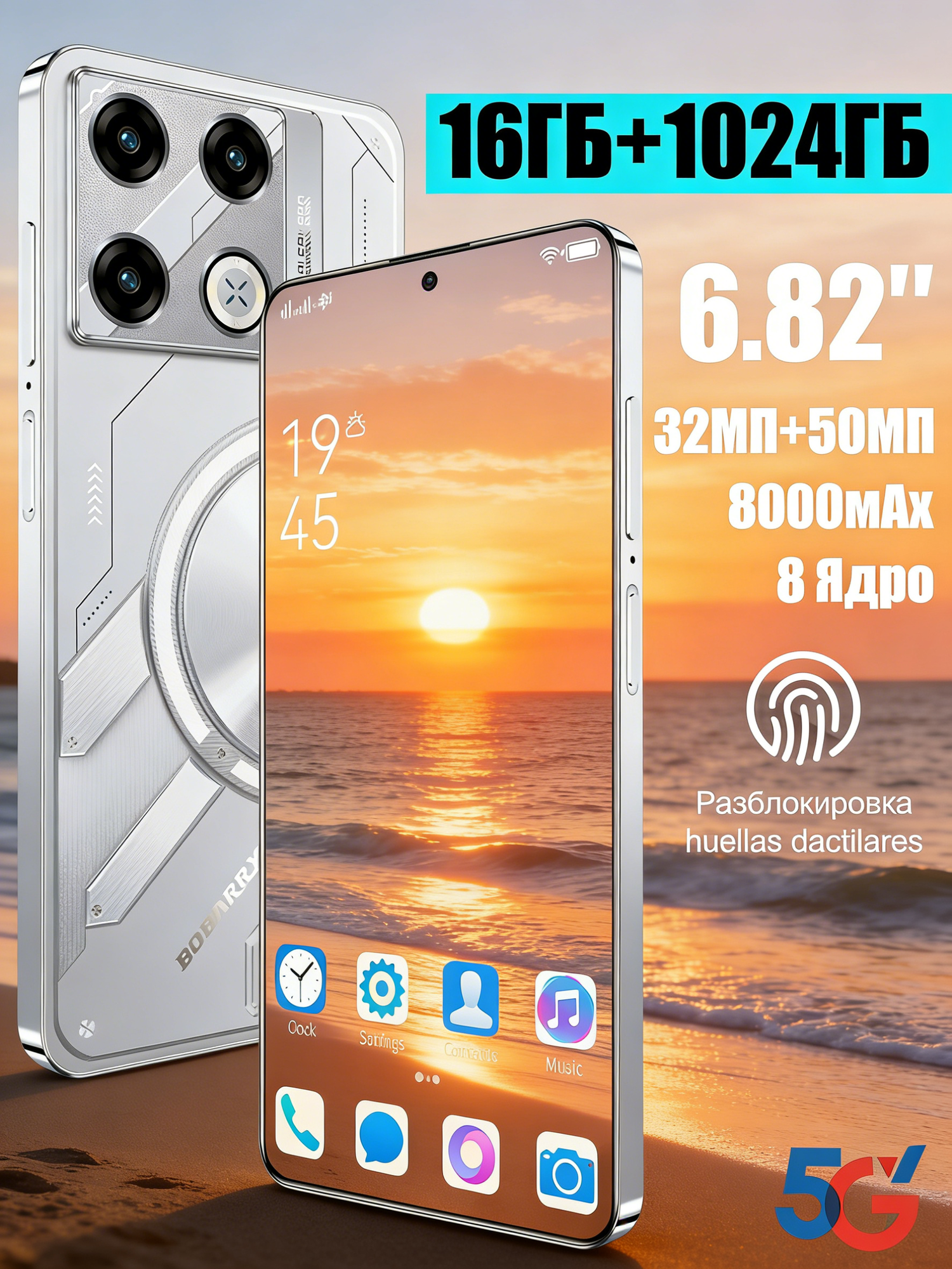 Смартфон GT20 Pro 5G Большой дисплей, быстрая зарядка, гарантия, игровой телефон NFC Snapdragon 8 Gen 3 6,82 дюйма 5G *6