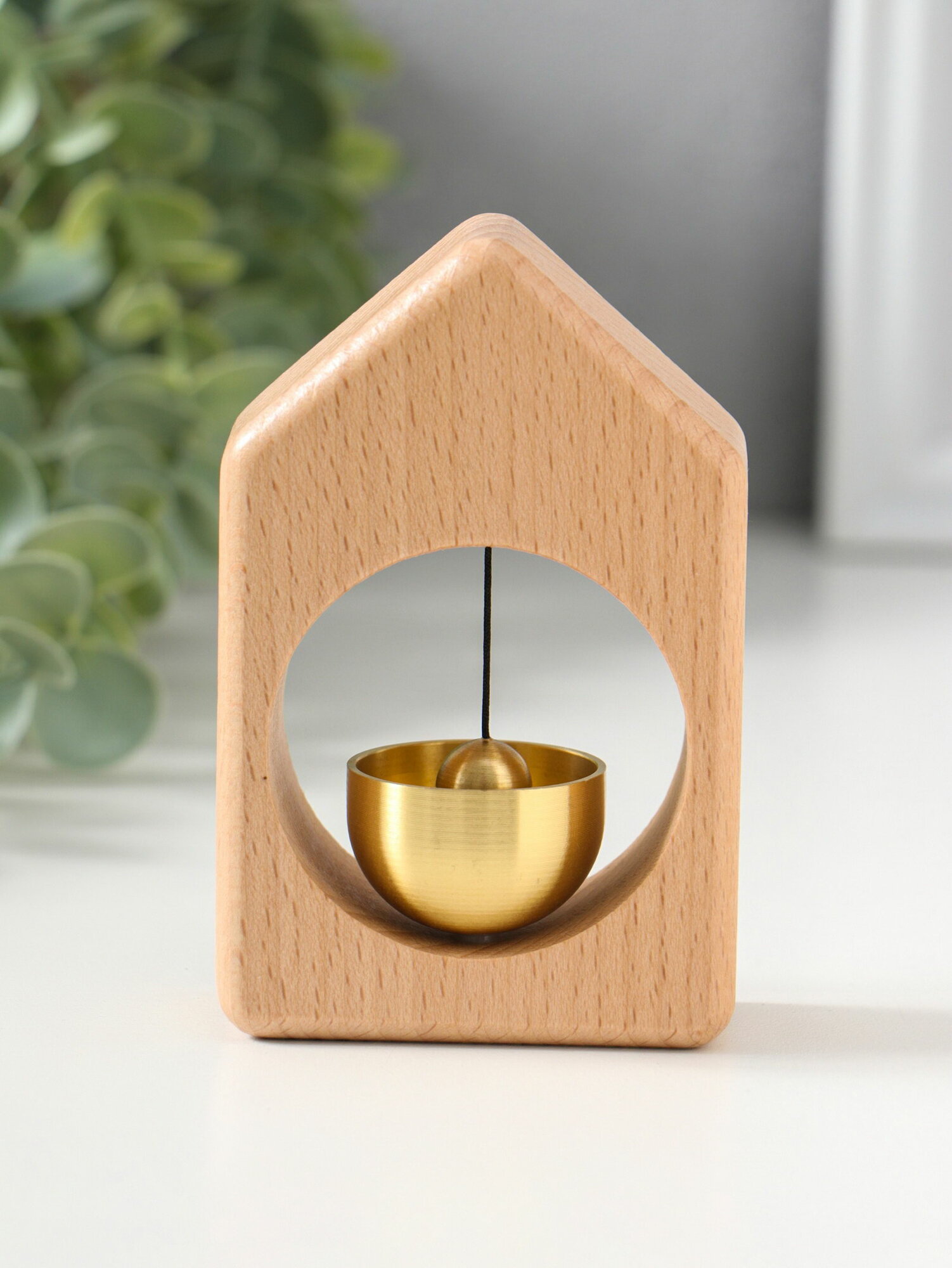 Колокол настольный "Дом", бук, на магнитах, 2.8x6.5x9.8 см, вид установки: накладной