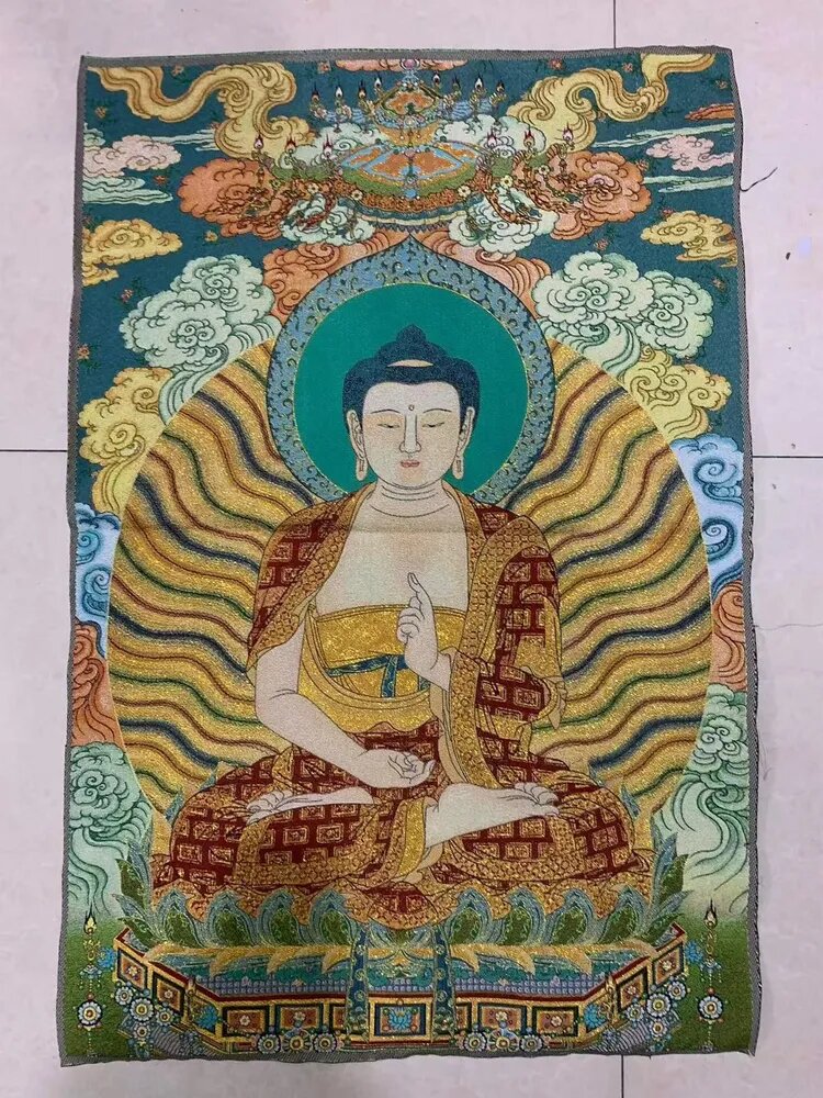 Тханка Буддийская "Шакямуни-Будды" 60*90см вышивка ткань картина