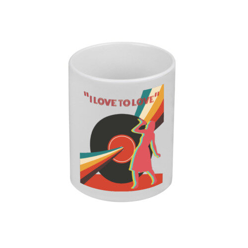 Кружка «Ретро-певица и винил: I love to love!» (белый)