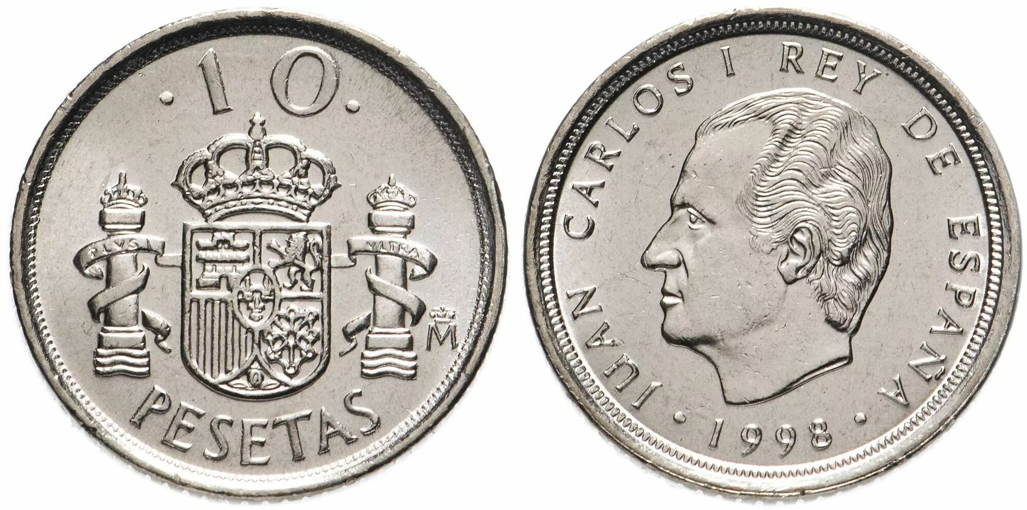 Испания 10 песет, 1998 Король Хуан Карлос I XF