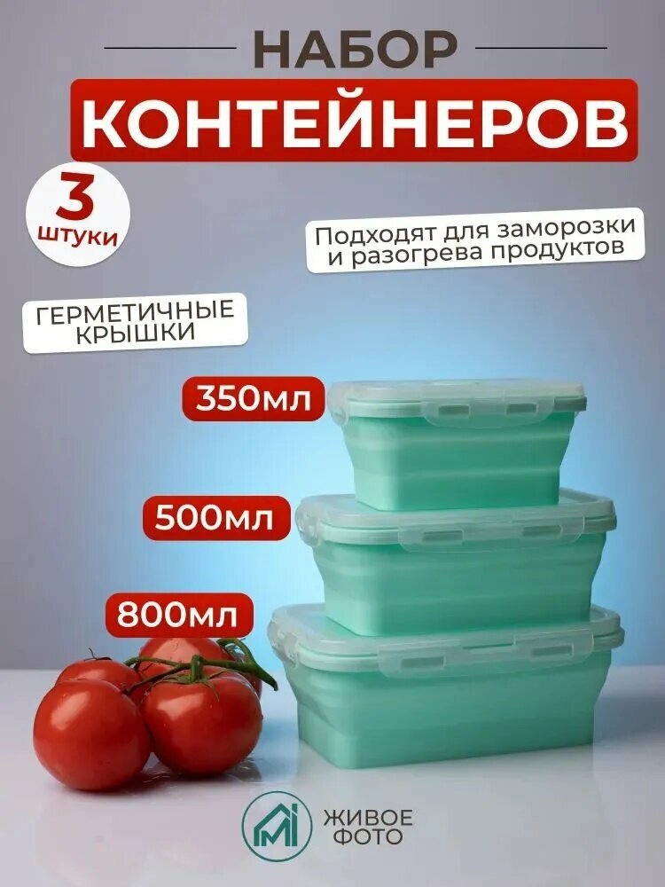 Контейнер пищевой, 300 мл, 500 мл, 800 мл, 3 шт