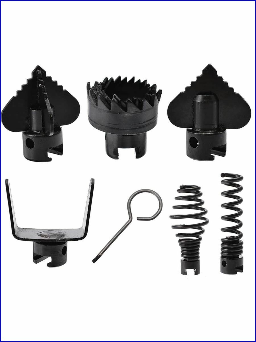 Набор фрез для дренажного троса 7 шт, 16мм, стальные насадки для прочистки засоров в трубах, универсальные
