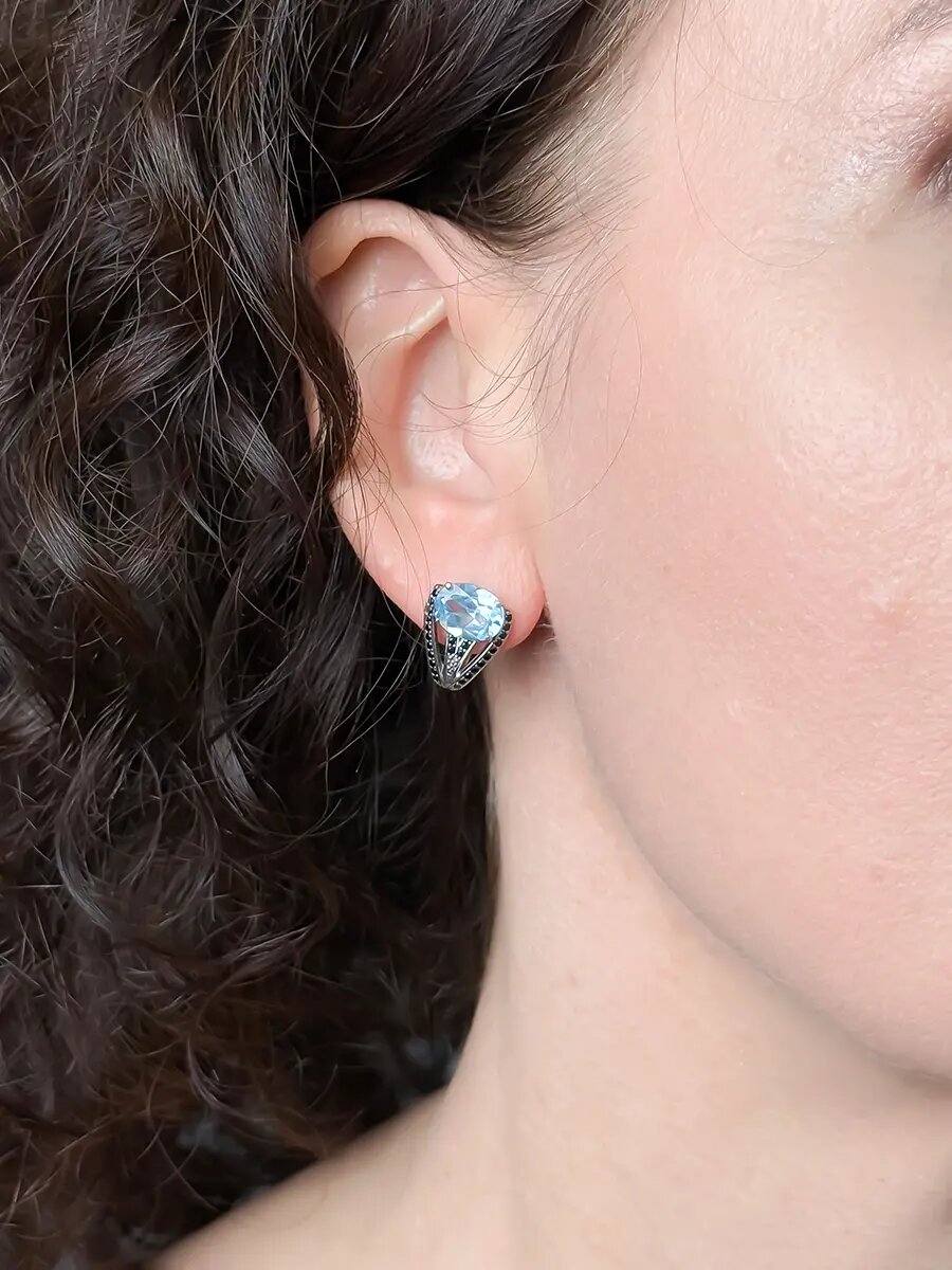 Серьги, топаз, шпинель