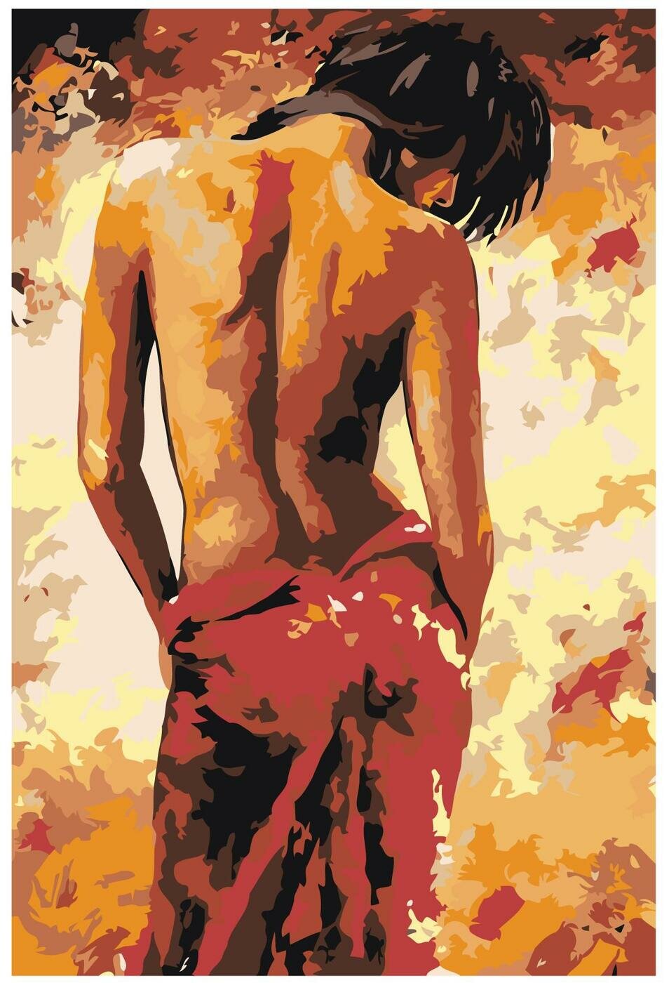 Картина по номерам, 40 x 60, EM07, обнажённая спина, женщина, платье, эротика