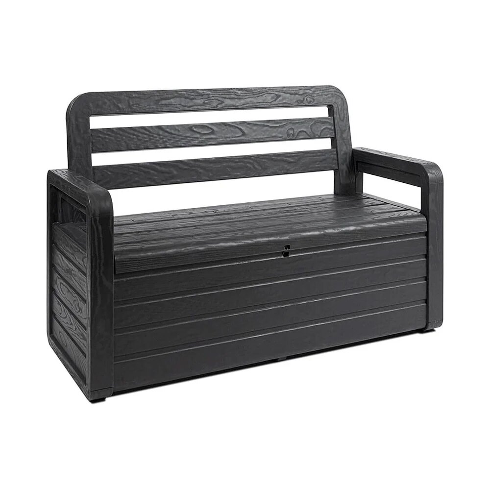 Сундук-лавочка TOOMAX антрацит Z599R197, 270 л, прочная, пластиковый корпус, съёмная крышка, ручки для переноски