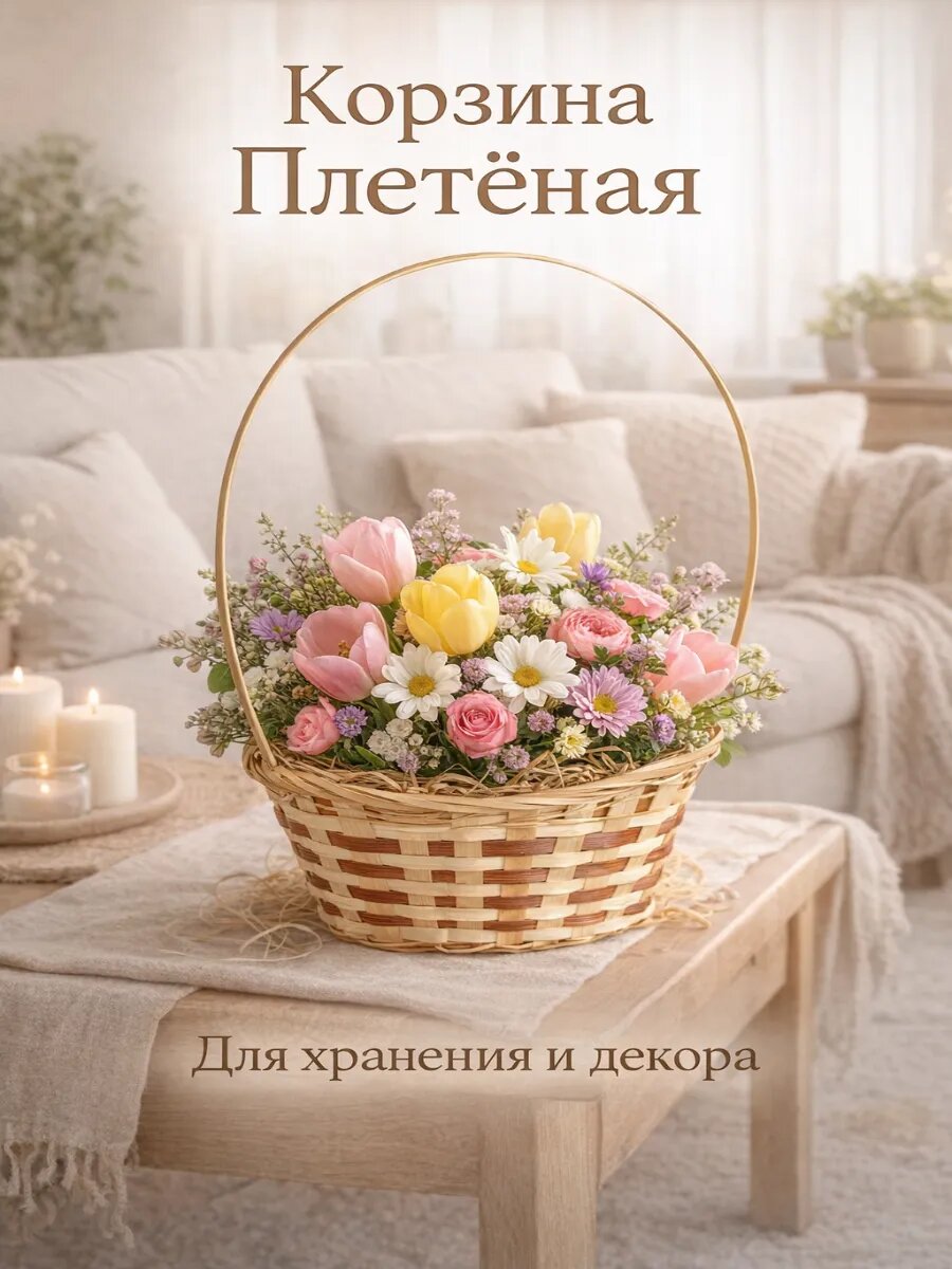 Корзина плетёная для хранения «Ладья», размер 24×17×8 см, бамбук