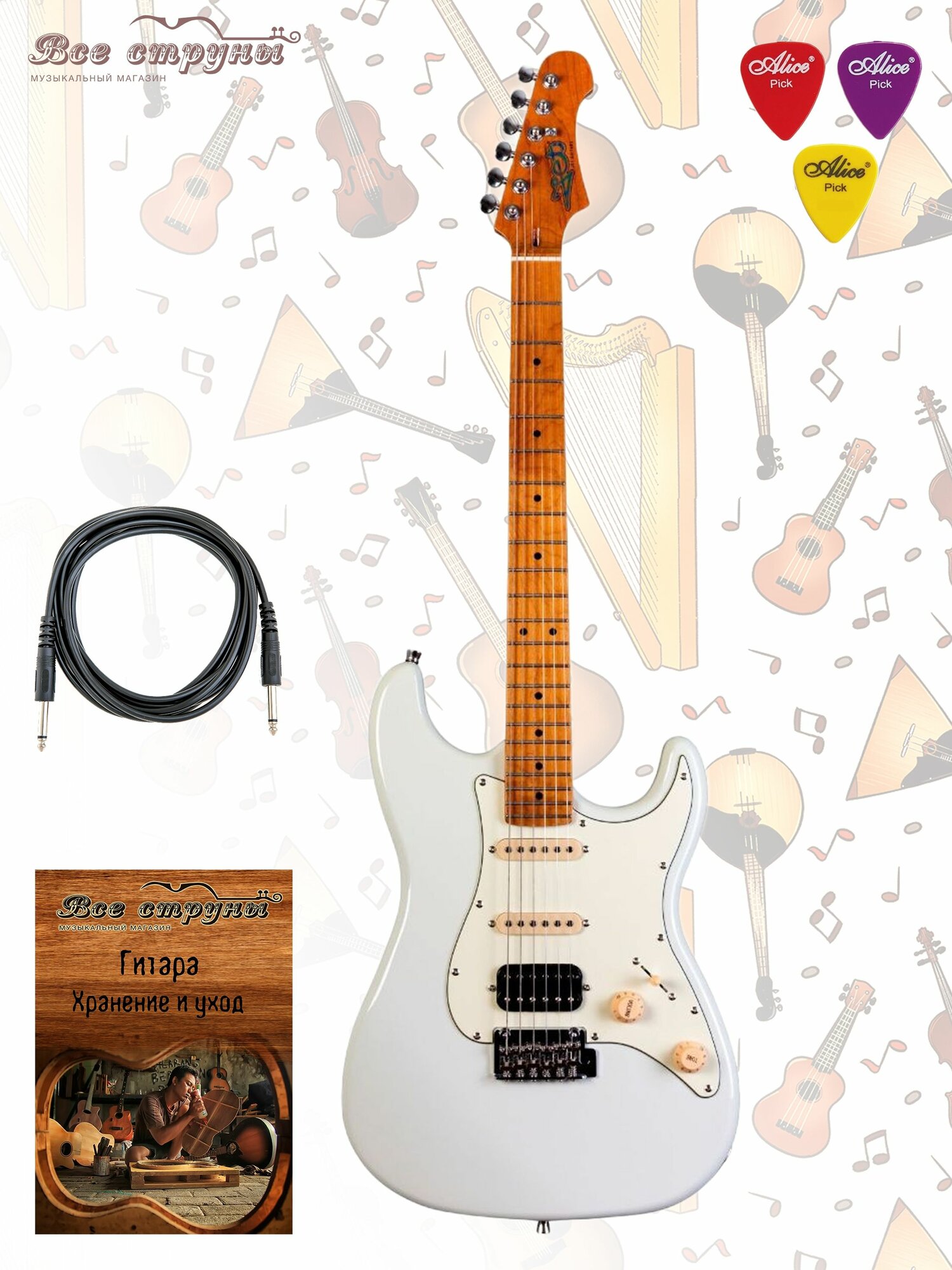 Электрогитара Jet JS-400 OW Stratocaster с кабелем