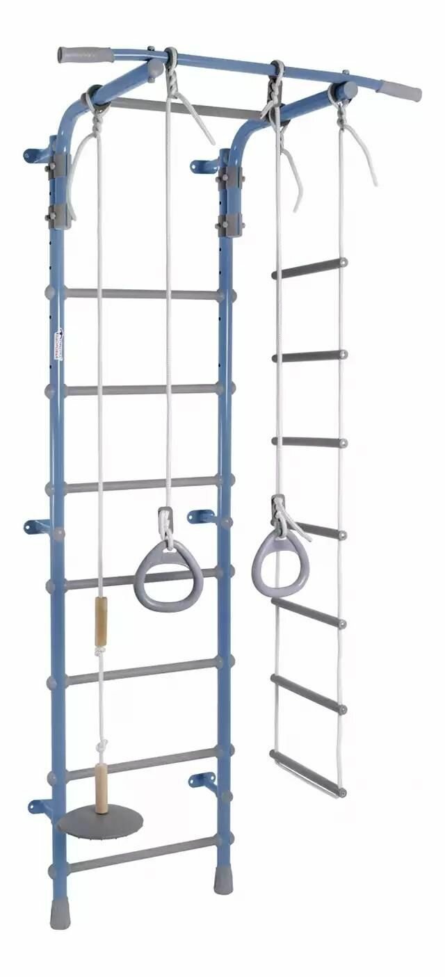 Игровой комплекс КНР Pastel 2, голубой-серый, пристенный, нагрузка 120 кг