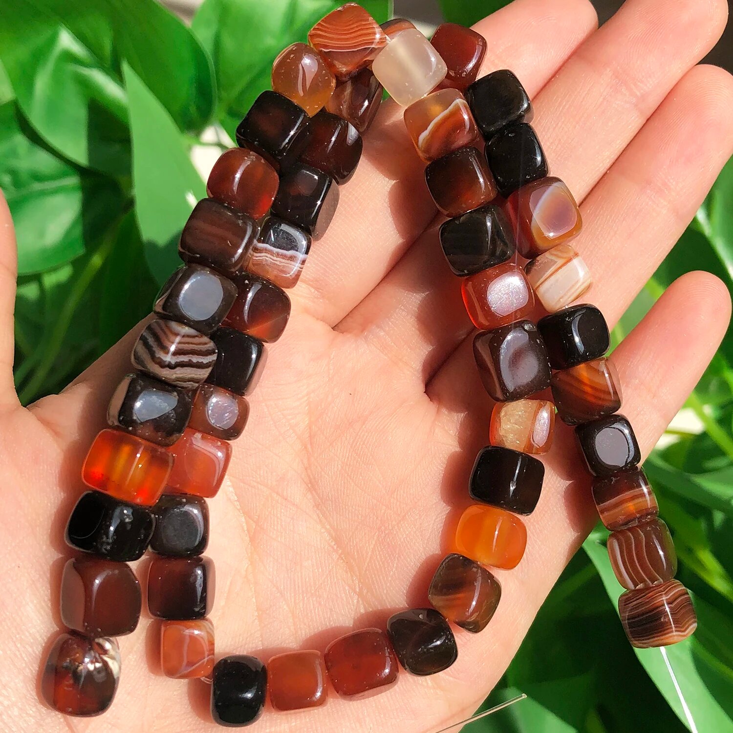 Каменные бусины 48 шт, 8 мм, аквамарин, морганит, турмалин, Коричневый, Coffee Cracked Agate