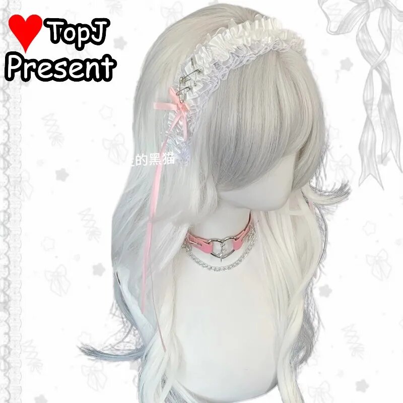 Harajuku Y2K Spicy Girl кружевная повязка на голову Белый, white and pink