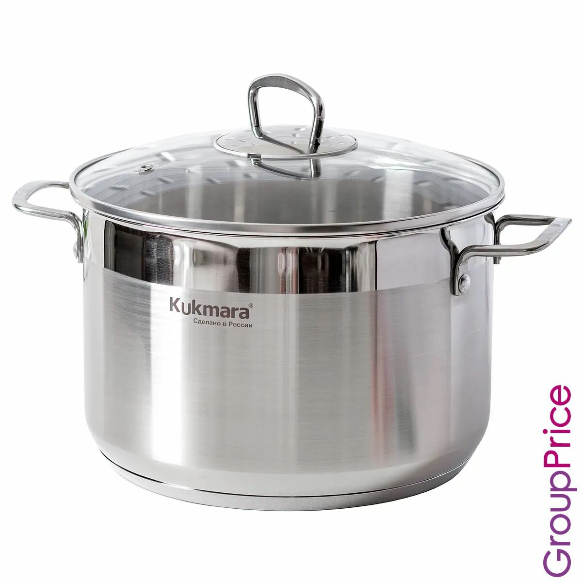 Кастрюля 6,0л стеклянная крышка KUKMARA