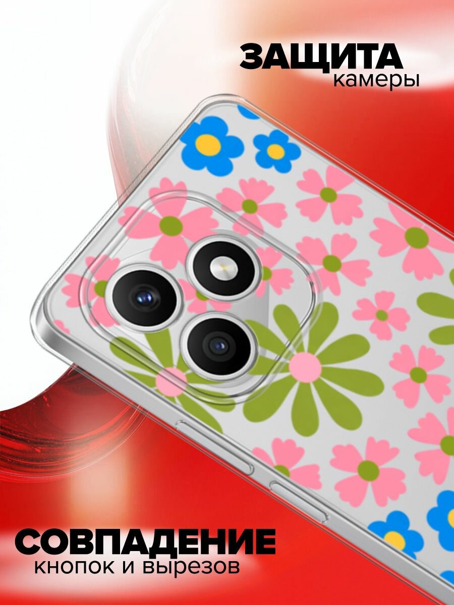 Чехол на Honor X8d / Хонор X8d с принтом Яркий узор с цветами — фото 1