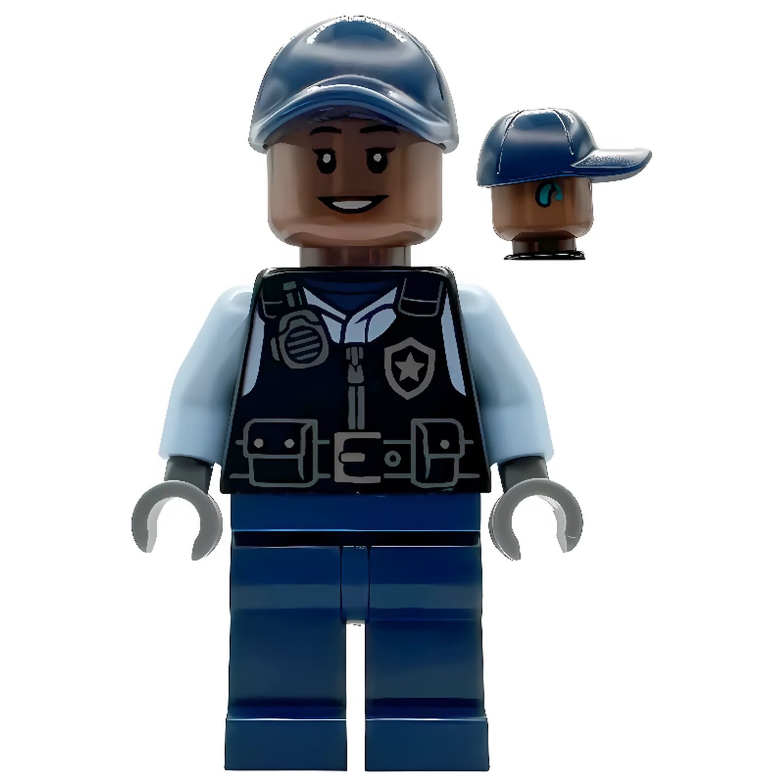 Минифигурка Lego Super Heroes Security Guard Arkham Asylum - Female, Dark Blue Cap, Black Vest sh1087 U