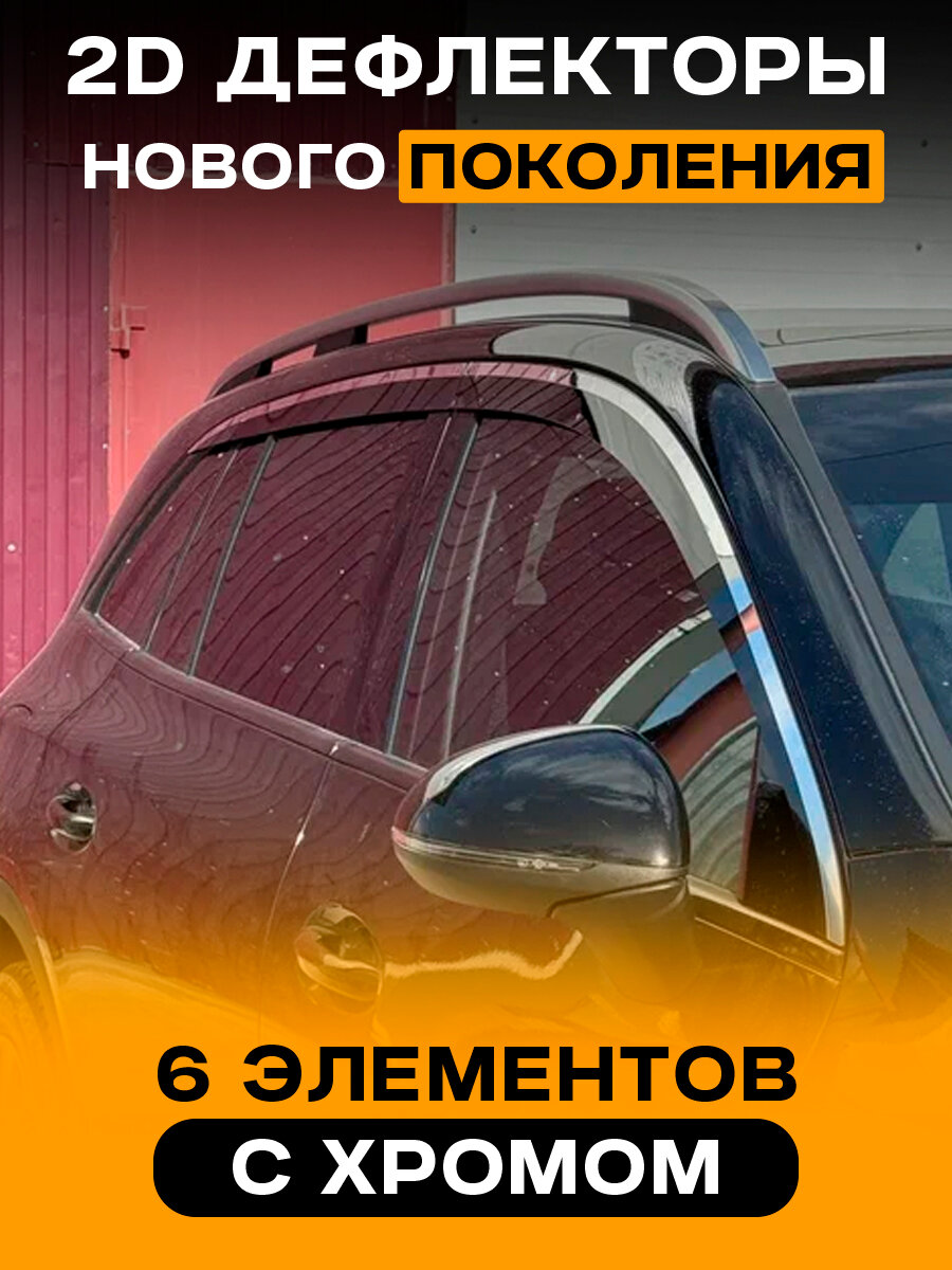 Дефлекторы на Mercedes GLC (X254) Китай (Мерседес ГЛС Х254) 2022-2026, 2D ветровики на окна автомобиля, с хром молдингом