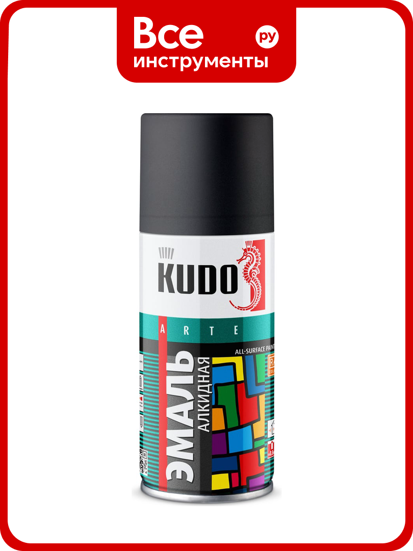 Эмаль универсальная KUDO черная матовая RAL-9005 210 мл KU-1102.1