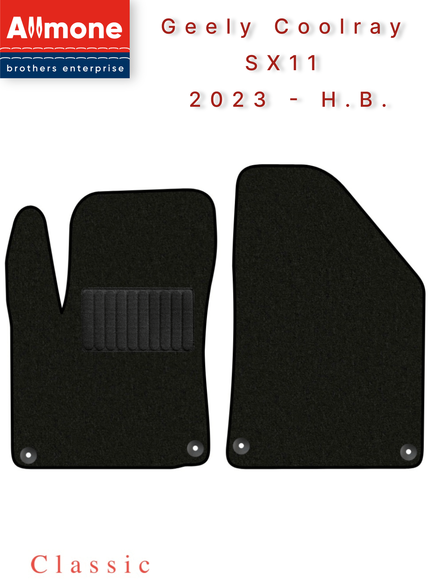 Ворсовые коврики для Geely Coolray SX11 2023 - настоящее время, черные, Классик, текстильные, салон, 2шт / Джили Кулрей