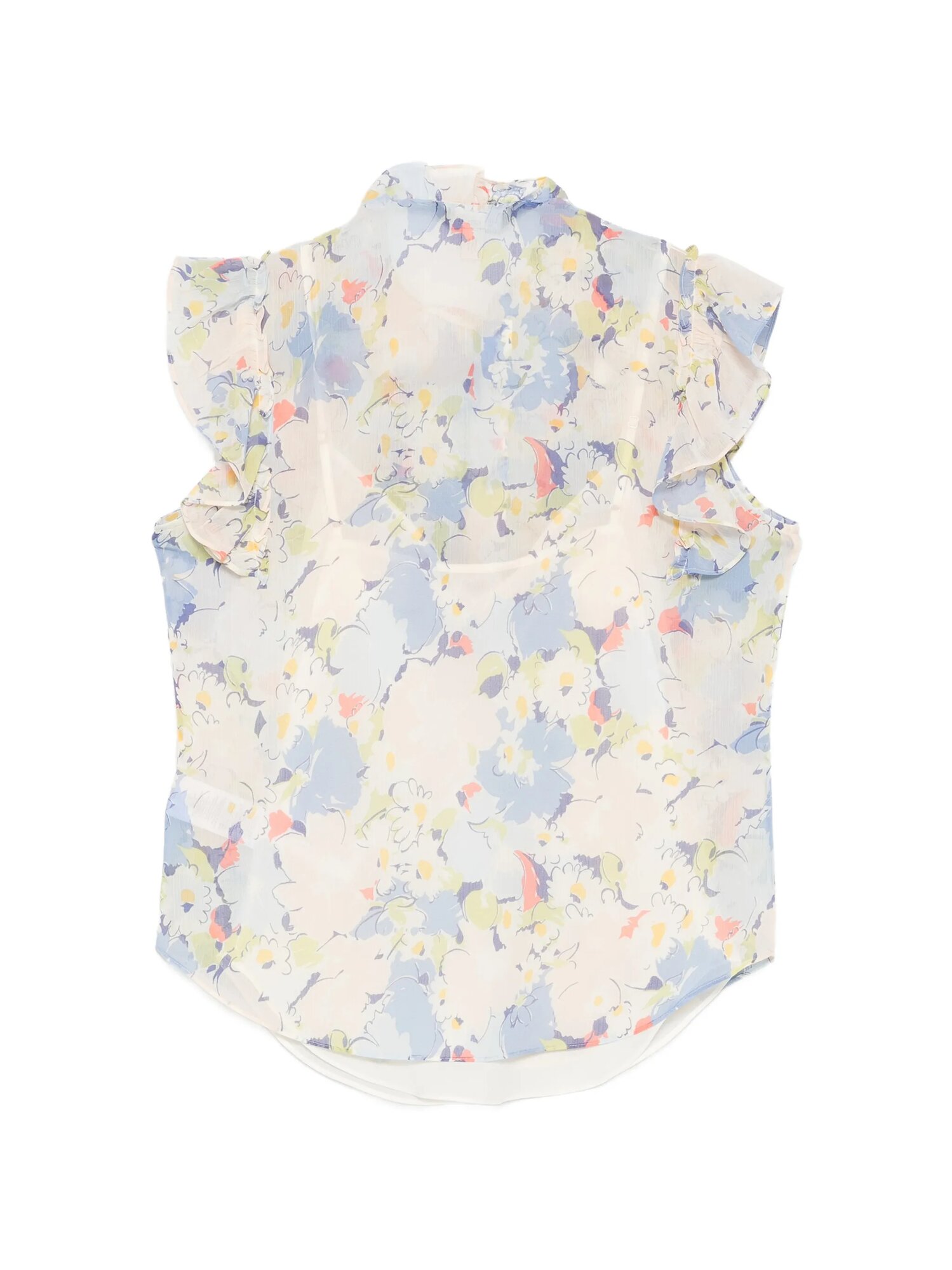Блуза Lauren Ralph Lauren Floral-print ruffled blouse, размер 44, blue — фото 1