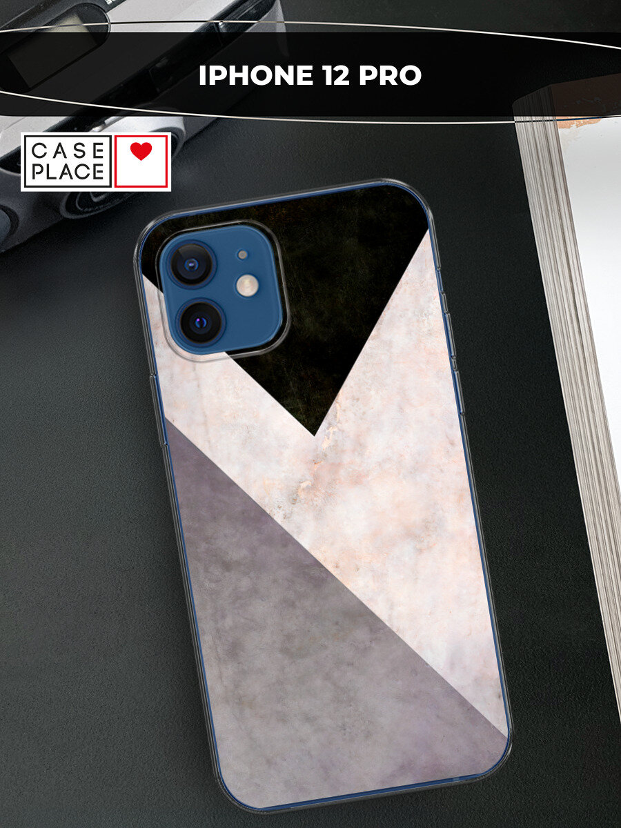 Чехол на Apple iPhone 12 Pro / Айфон 12 Про с принтом Геометричный мрамор