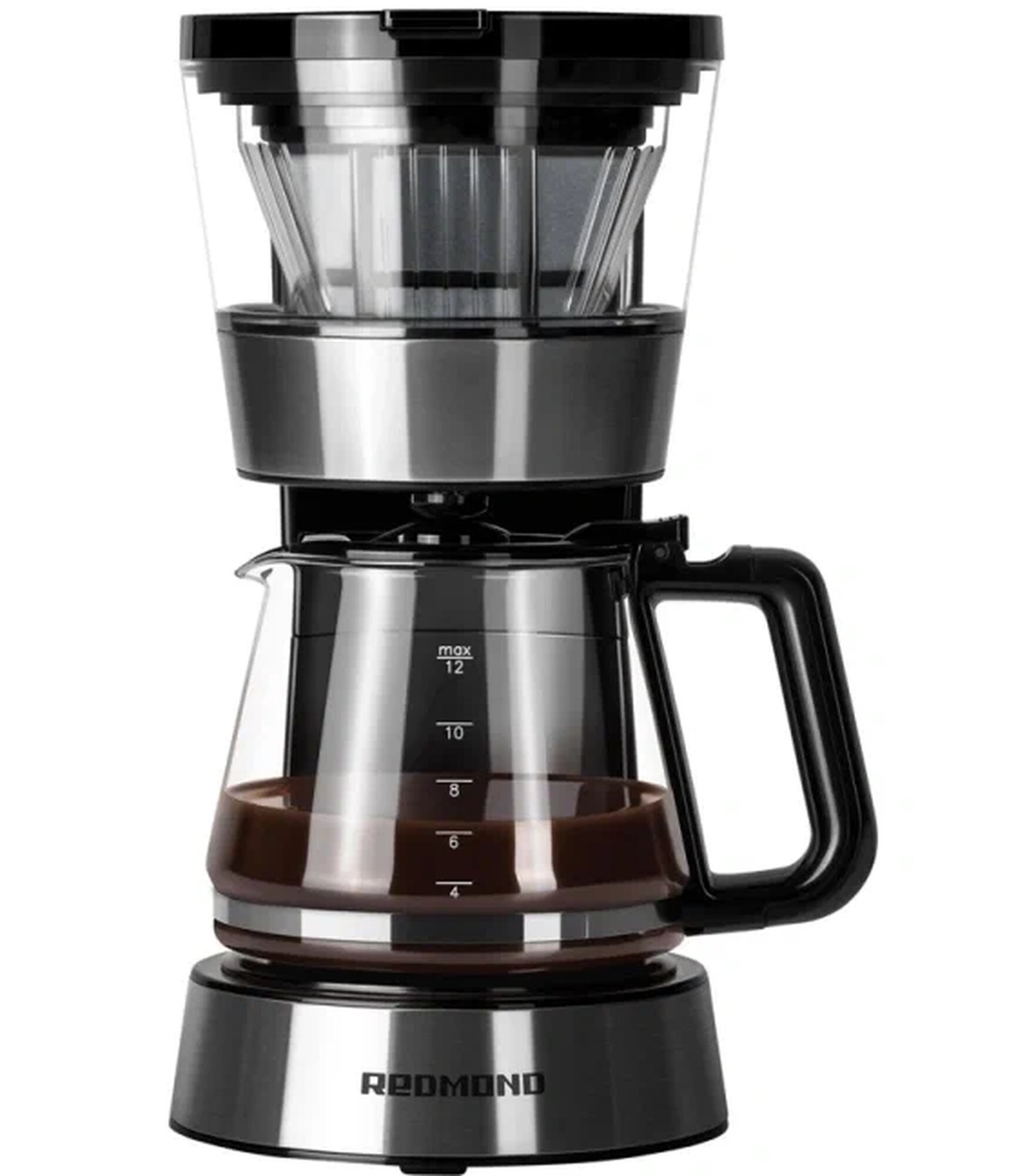 Кофеварка Redmond CM700, молотый, индикатор уровня воды, капельная, черный, 900 Вт