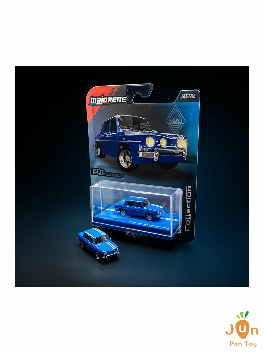 Majorette Wave 4 1966 RENAULT R8 GORDINI / Игрушечный автомобиль, корпус из сплава в соотношении 1:64, синий с белыми полосками, изысканные детали, подходит для коллекции или подарка