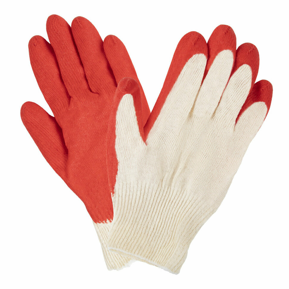 Перчатки хлопчатобумажные износостойкие одинарный облив, 13 класс, комплект 100 ПАР, LAIMA люкс, 608672, 608672