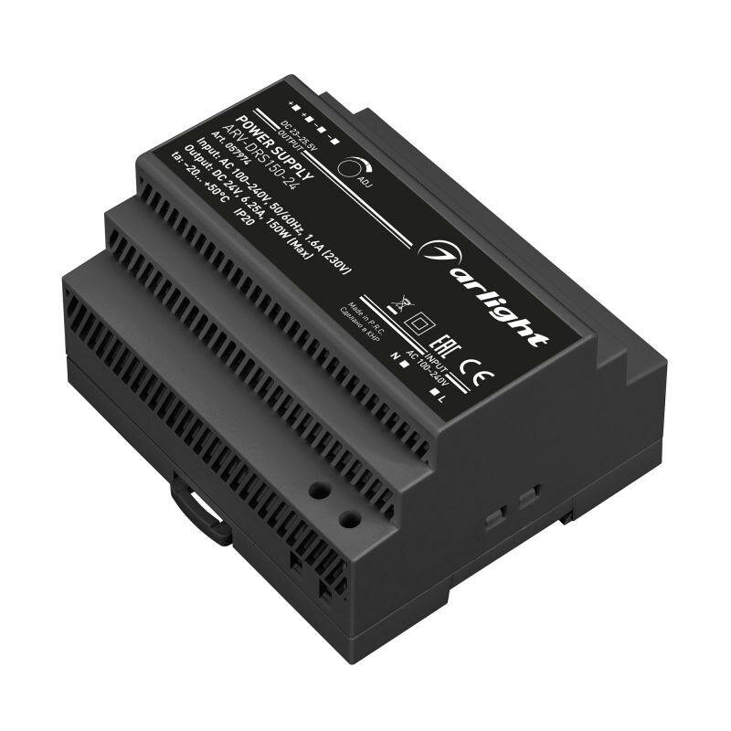 Блок питания ARV-DRS-150-24 24В 6.25А 150Вт IP20 DIN-рейка Arlight 057074