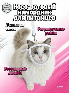 Намордник для кошек и собак прозрачный, защитная маска для стрижки когтей и груминга, размер S, 1 шт, против укусов и лизания