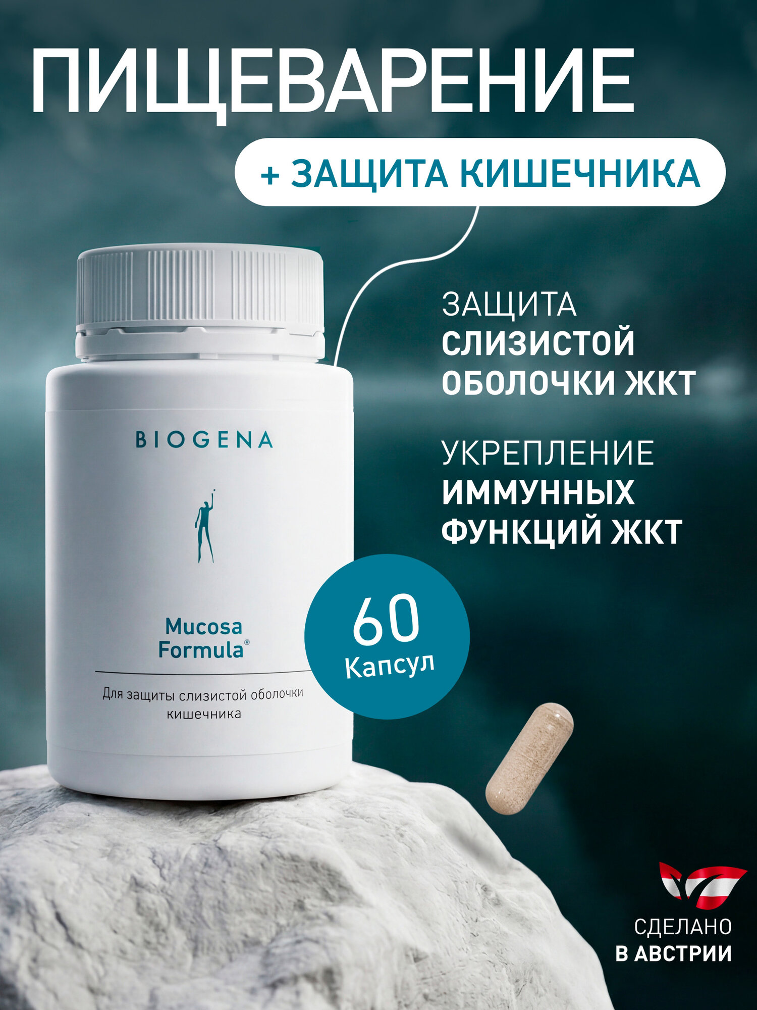 BIOGENA Биологически активная добавка (БАД) к пище Мукоза Формула / Mucosa Formula , капсулы массой 798 мг