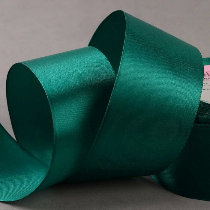 Лента атласная, 50 мм x 23 1 м, цвет изумрудный 140