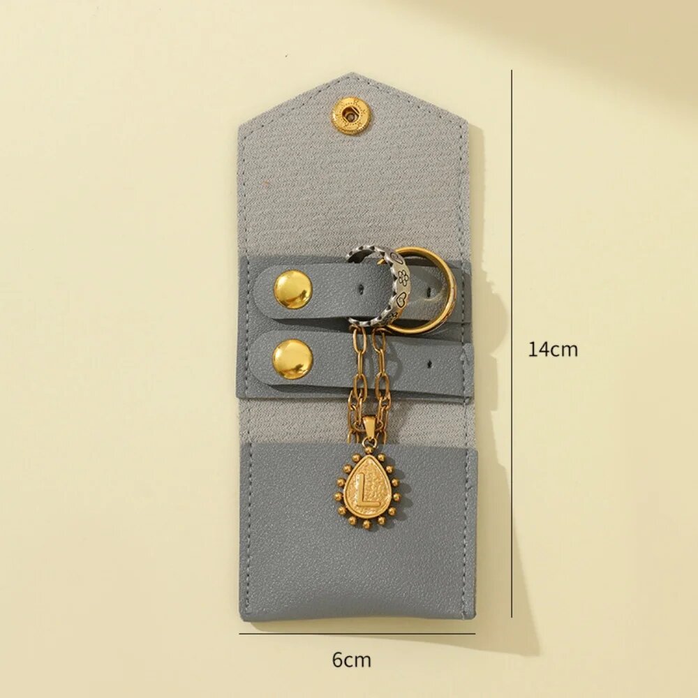 Серый футляр для украшений из искусственной кожи 14x6 см