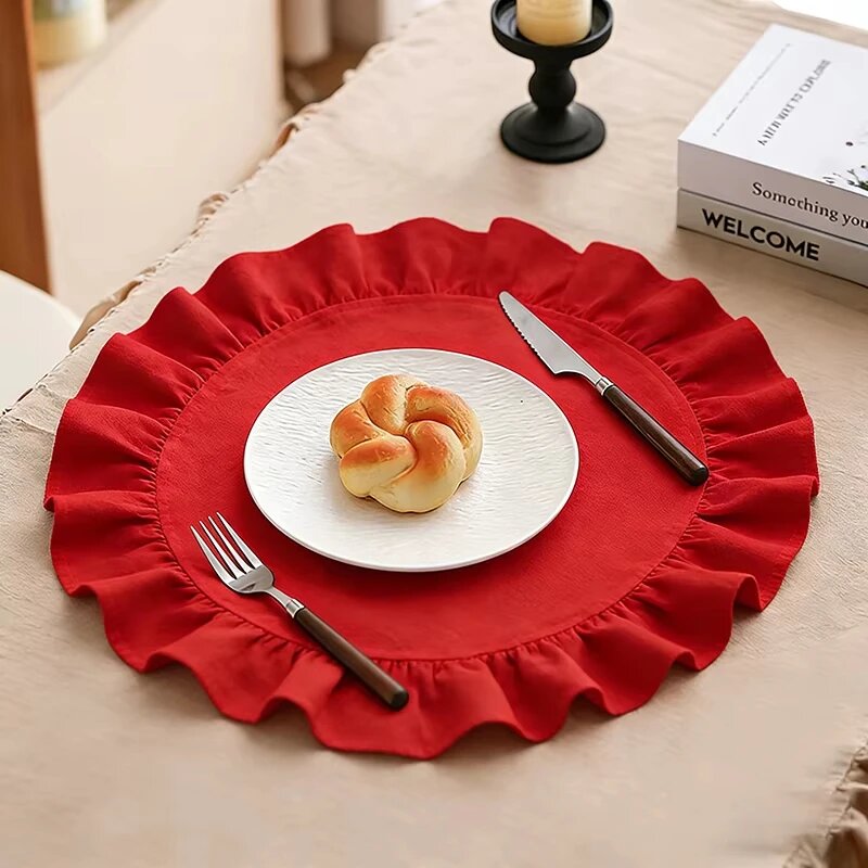 Круглые хлопковые салфетки Yan Ting 4 шт. Round D30cm, Красный, 4pcs red