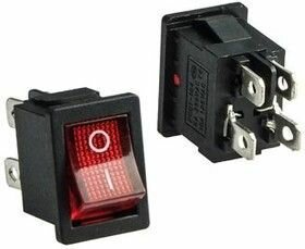 KCD1-201N-4-C3 R/4P on-off переключатель клавишный 5А 250В красный / 3 шт