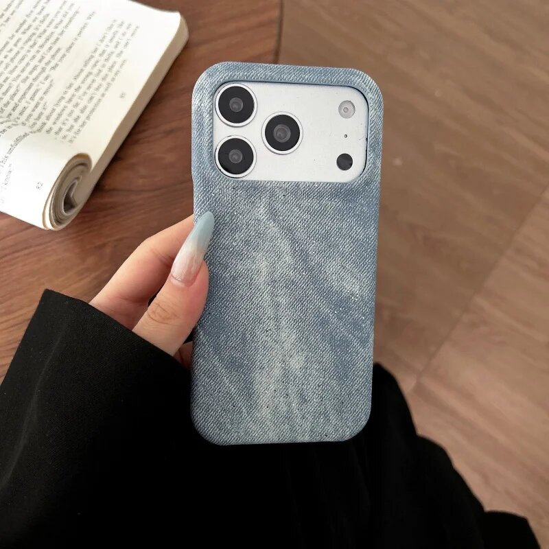 Роскошный ретро-чехол без рамки из джинсовой ткани с блестками для iPhone 17 iPhone17 Про Макс, BU