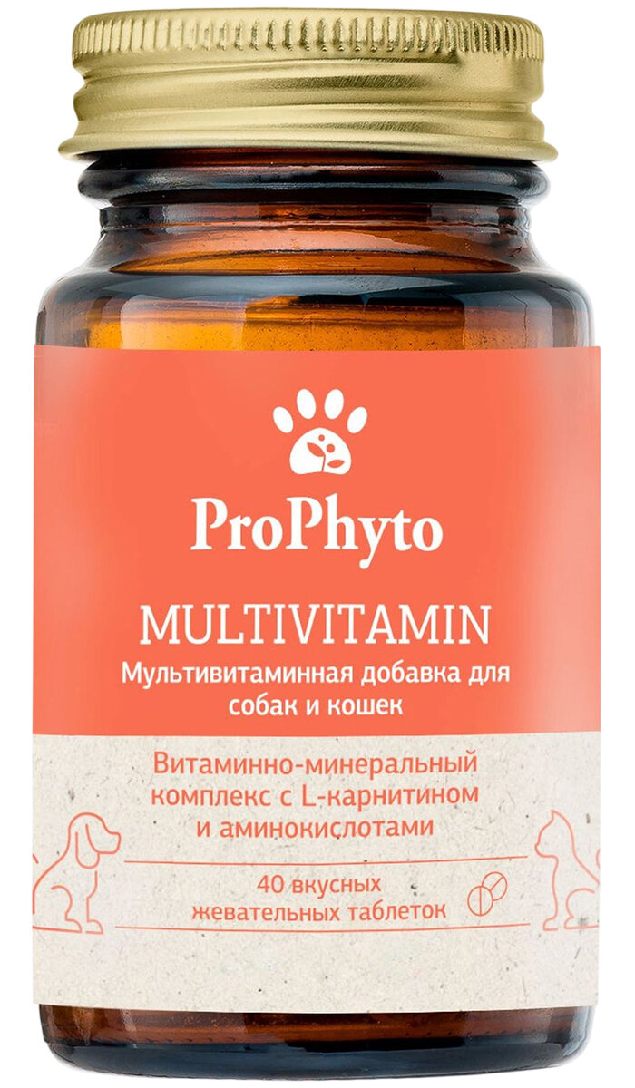 Мультивитаминная добавка Prophyto Multivitamin для собак и кошек, 40 таблеток