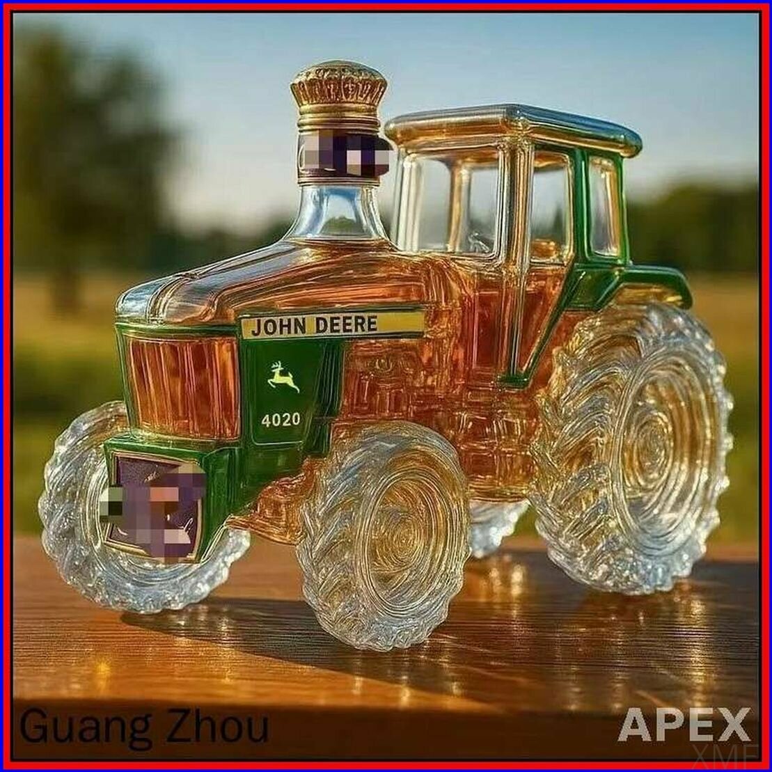 Бутылка виски трактор john deere 4020 стеклянная декоративная фигурка для барной полки подарок