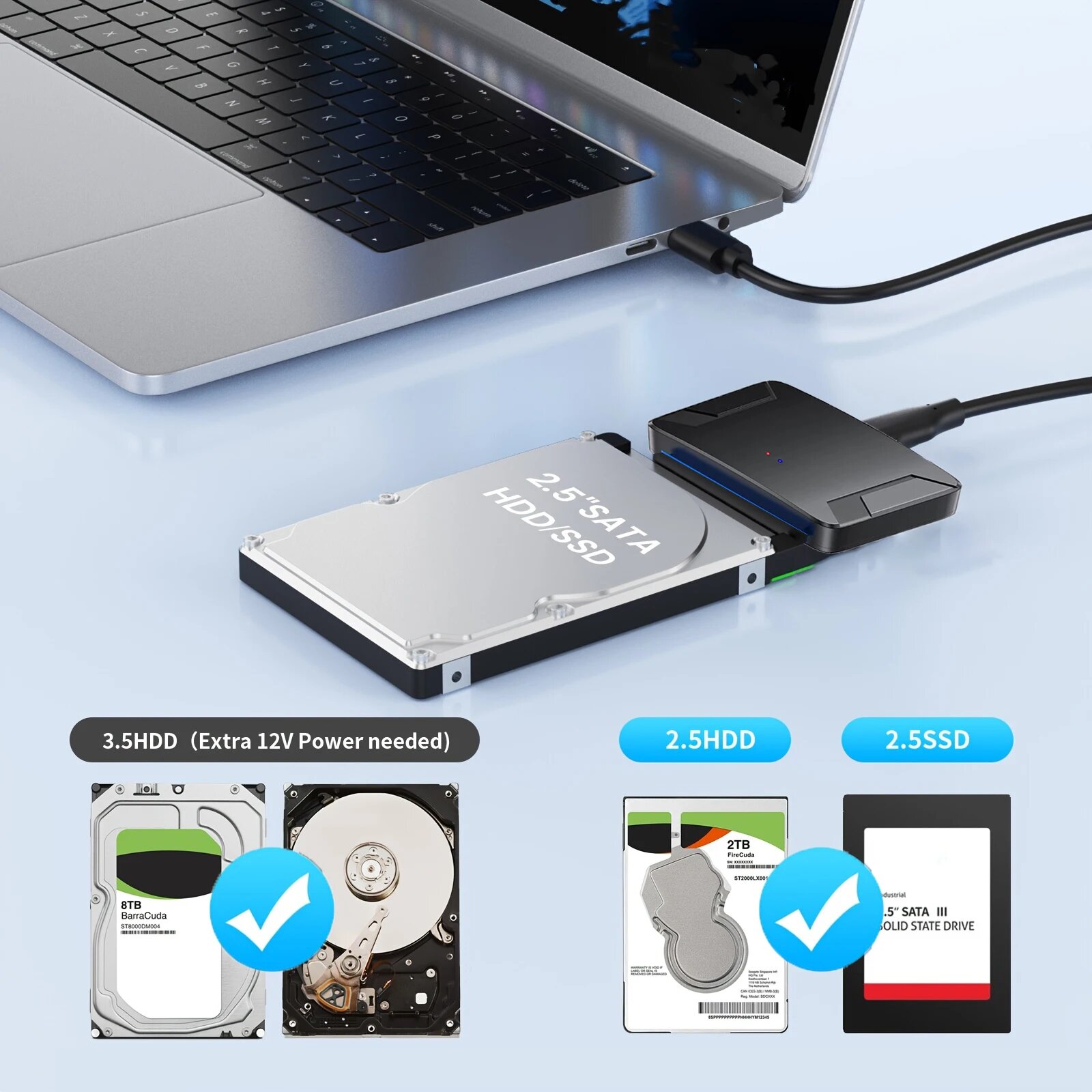 SATA-USB 3.0 адаптер с EU вилкой — фото 1