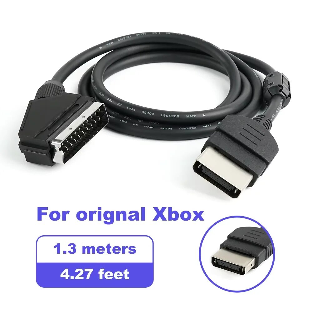 Кабель Scart для Xbox, 1.3 м, черный