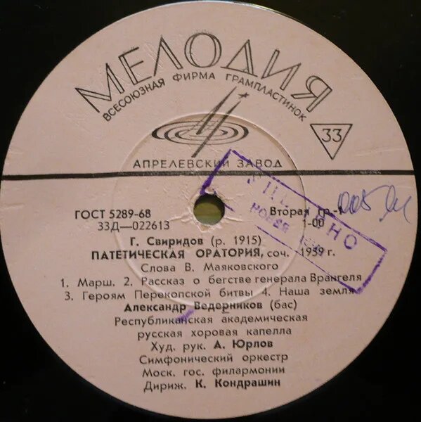 Г. Свиридов - Г. Свиридов (Р. 1915). Патетическая Оратория, Соч. 1959 Г. EX