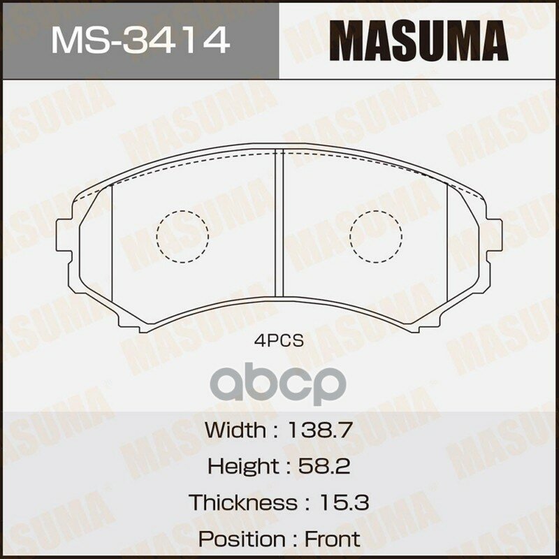 Колодки торм. пер. MITSUBISHI Pajero III 00->/MAZDA E2000/2200 91-> Masuma арт. MS-3414