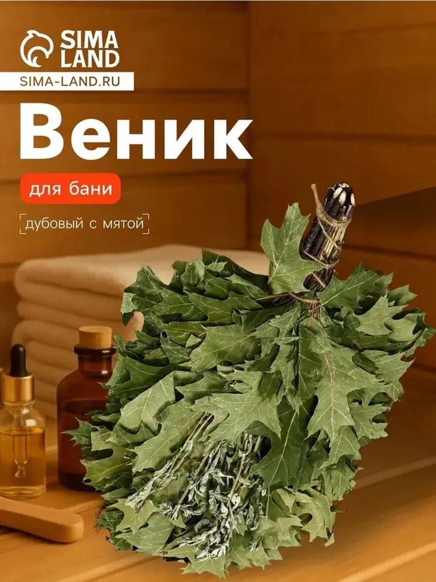 Дубовой веник с мятой для банных процедур