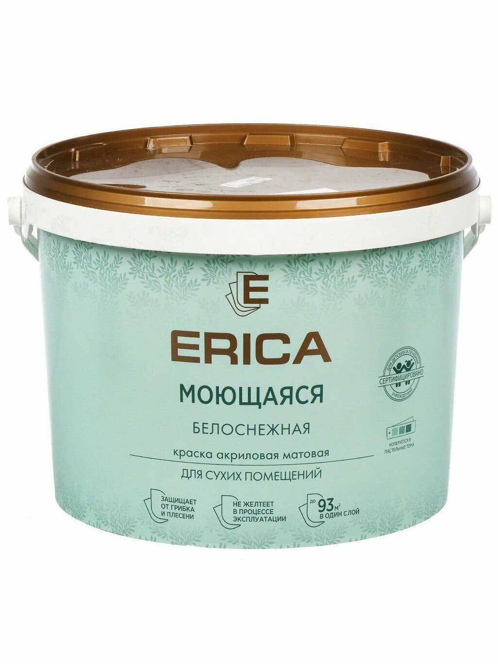 Краска водно-дисперсионная Erica акриловая универсальная моющаяся влагостойкая матовая белая 13 кг для стен и потолка