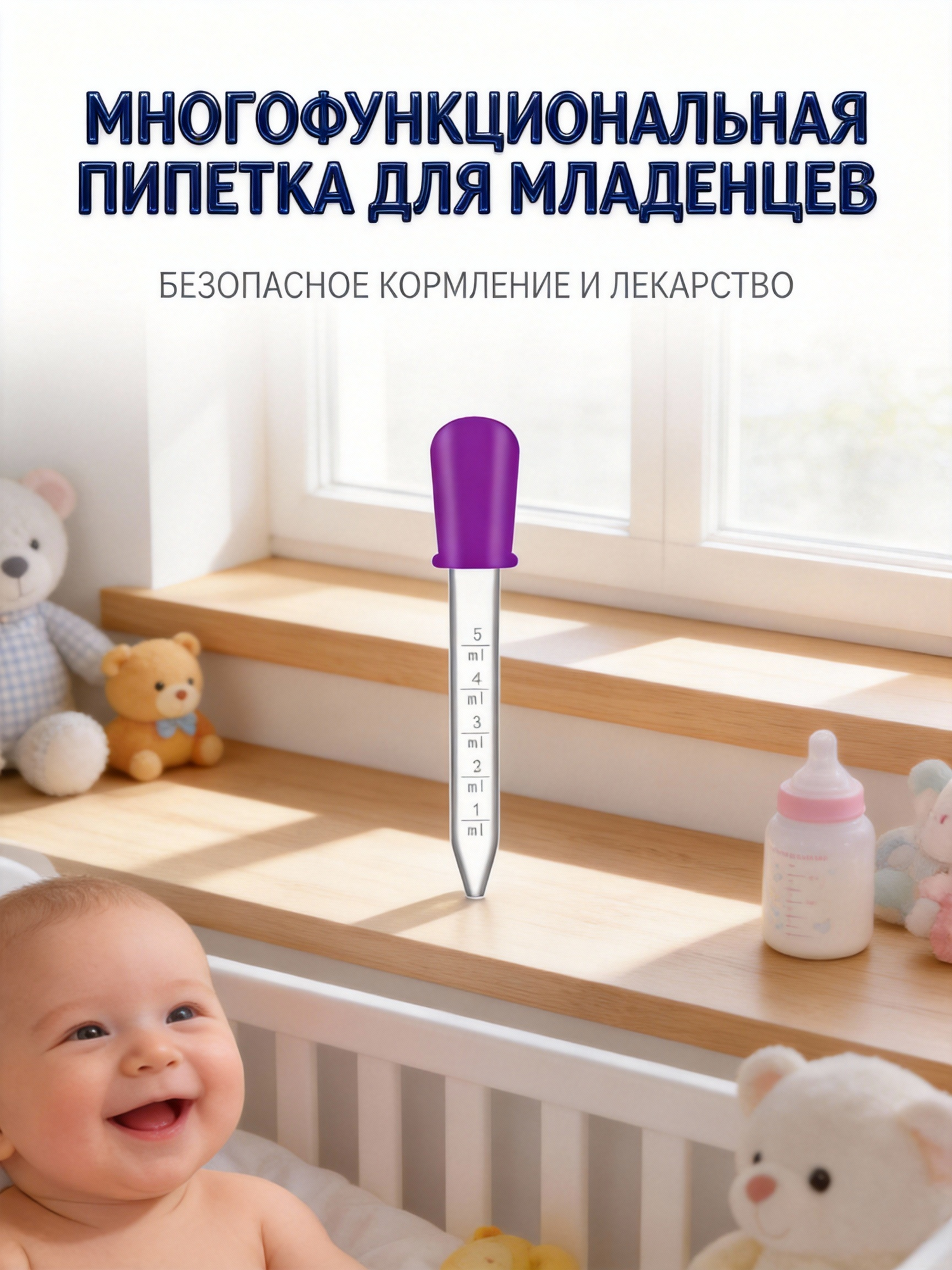 Многофункциональная пипетка 5 мл, дозатор для безопасного кормления и дачи лекарств младенцам, анти-поперхивание