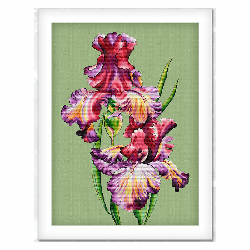 Bышивка крестом для начинающих Amishop Ирисы из сказки, 14CT Aida, 162 x 243 стежка, 30 x 45 см, 39 цветов, 100% хлопок