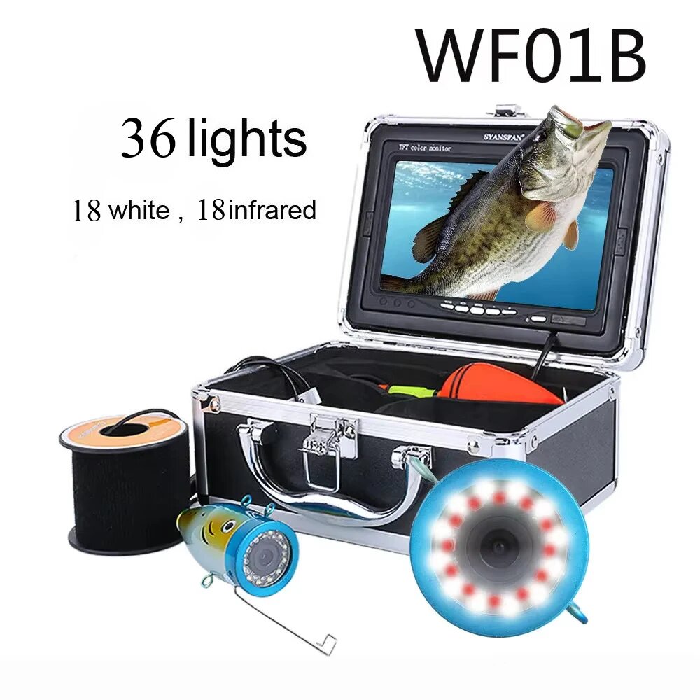 WF01B Видеокамера для рыбалки с инфракрасным освещением Камеры для рыбалки 15M Видео под водой Рыба Высокое разрешение Портативная запись 36 светодиодов