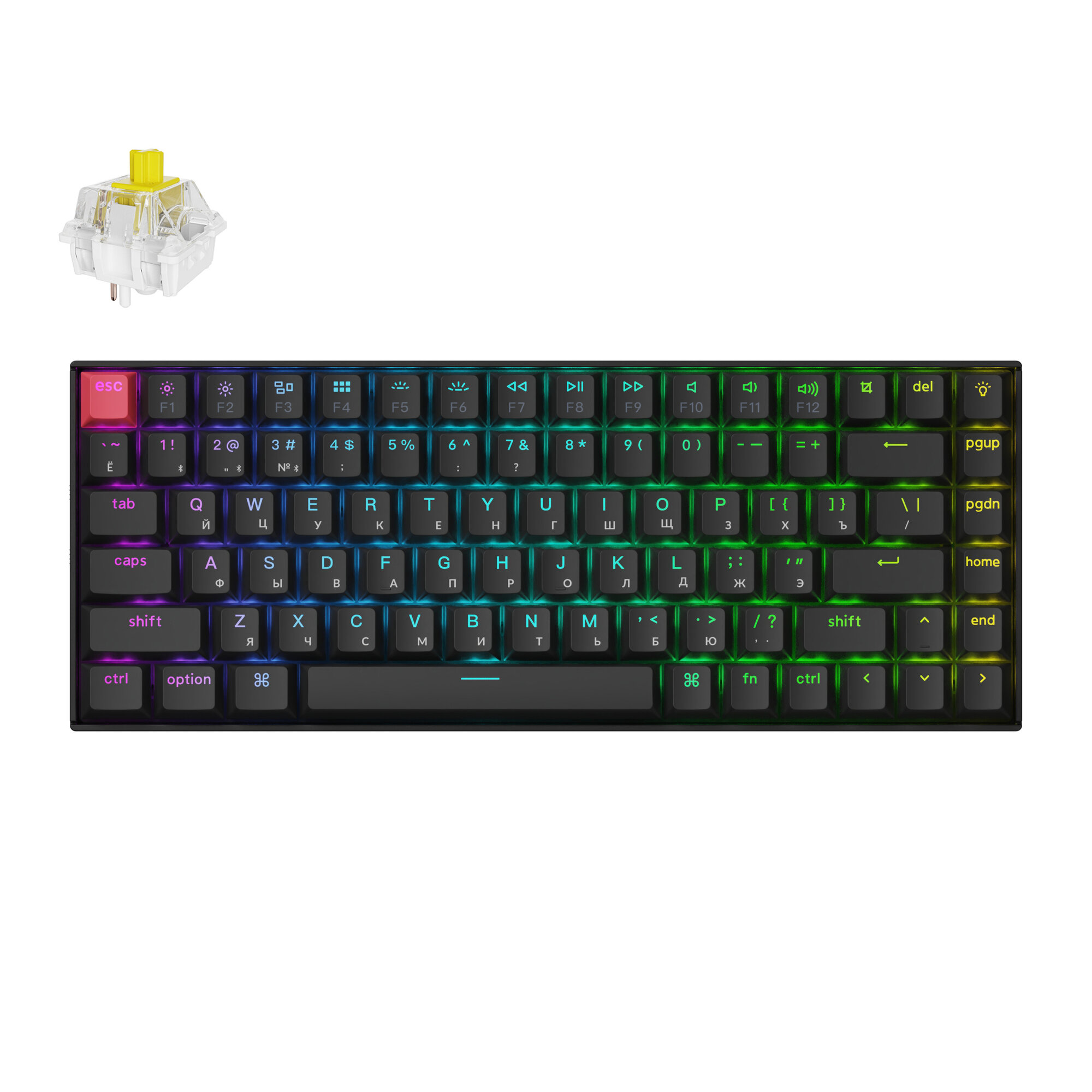 Беспроводная механическая клавиатура Keychron K2 QMK (версия 3), RGB, Hot-swap, Banana Switch (русская раскладка)