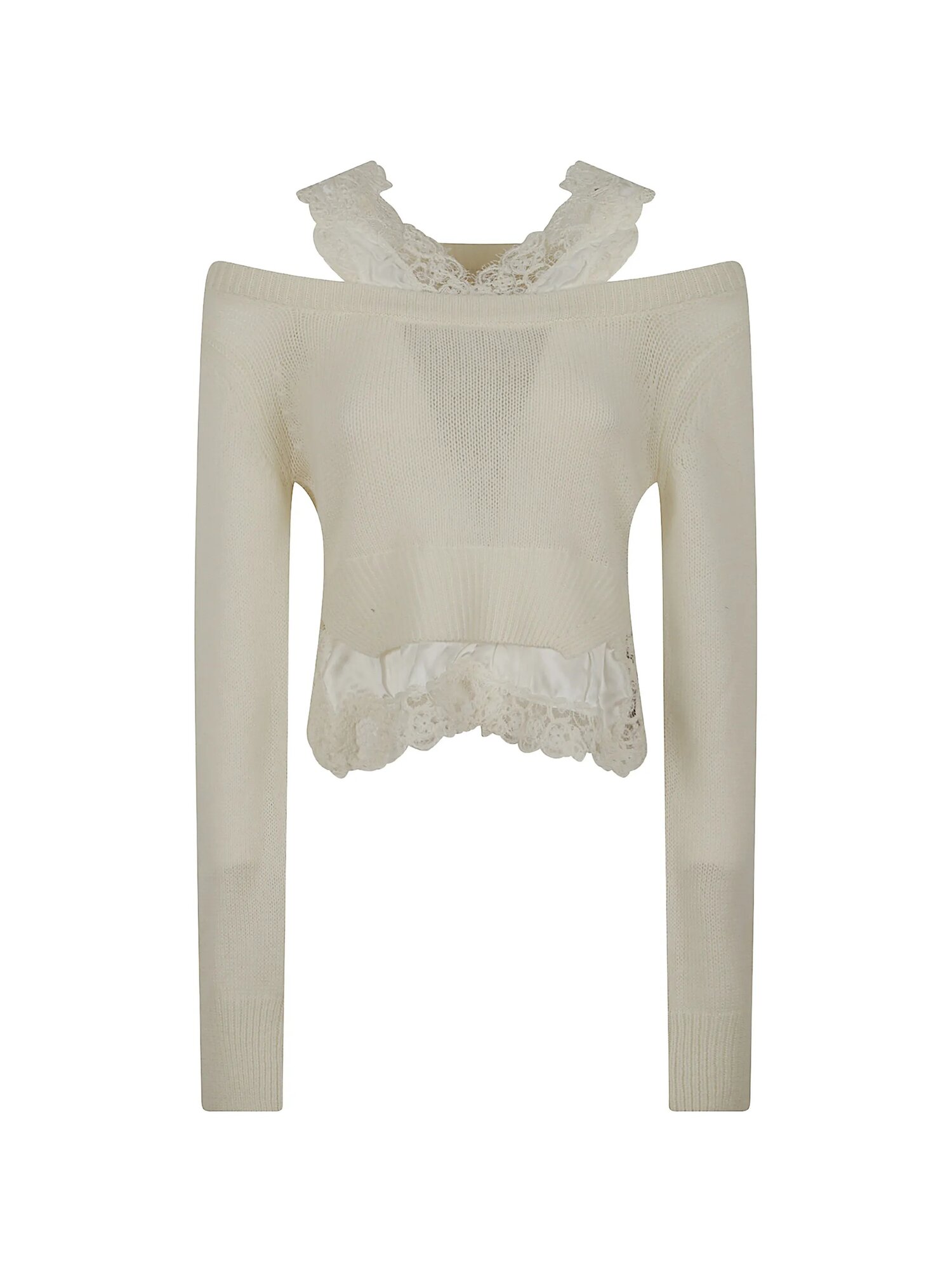 Свитер Lace-trim off-shoulder sweater